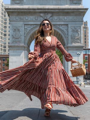 Aachho maxi_dresses_women_indianwear : Buy Aachho Amber Brown Handblock ...