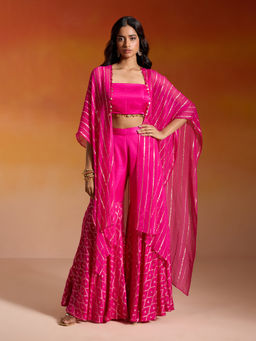 Buy Gajra Gang Mustard Yelllow Embellished Cape, Bustier Top and ...