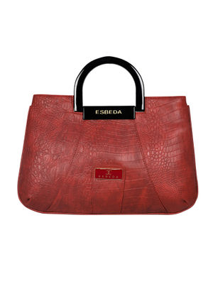 Buy ESBEDA Blood Red Colour Croco Acrylic Handle handbag For Womens Online