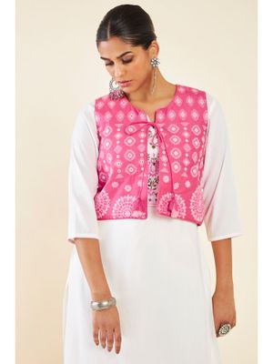 Buy Soch Women Coral Cotton Embroidered Jacket online