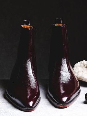 Buy Kavith Sainaani Patent Plum Boots (Pack of 2) Online