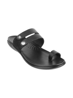 Buy Metro Men Synthetic Black Slippers Online