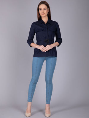 CAMLA tops_women_westernwear : Buy CAMLA Navy Blue Color Textile Top ...