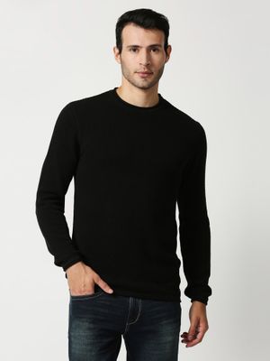 Buy Pepe Jeans Byford Solid Popcorn Black Sweater Online