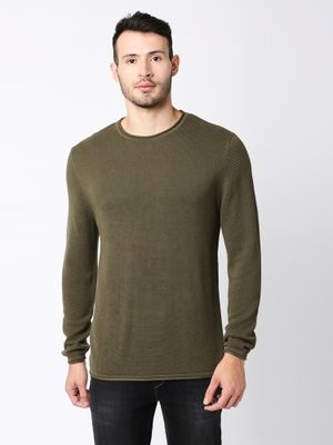 Buy Pepe Jeans Byford Solid Popcorn Green Sweater Online