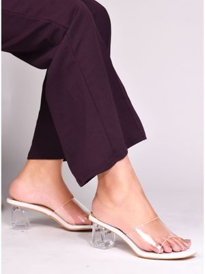 Buy SHUZ TOUCH Women Smart Casual Solid Transparent Heel Sandals-white ...