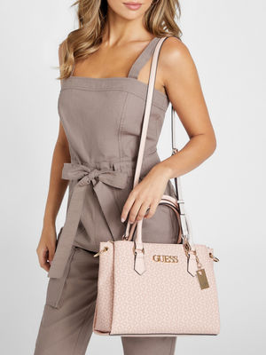 Buy Guess Rose Monogram Zakaria Satchel Bag with Detachable Strap Online