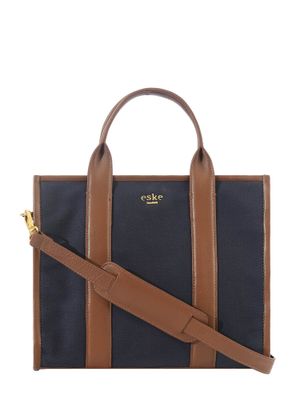 Buy Eske Navy Cognac Solid Leather Tote Bag for Women Online