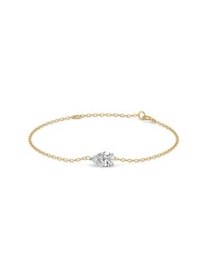 Buy Lukson Feathered Pear Pure Gold Lab Diamond Solitaire Bracelet Online