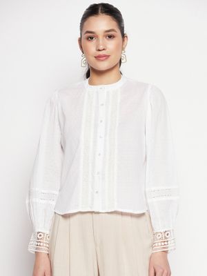 Buy Madame White Self Design Shirt online