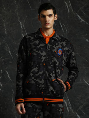 Buy BREAKBOUNCE Black Camo Printed Oversized Jacket Online