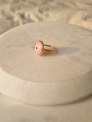 Buy Kiri Kiri Pink Opal Evil Eye adjustable Ring with 22KT Gold Plated Brass Online