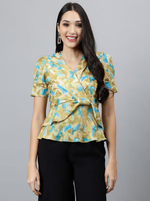 Buy Latin Quarters Women Multi-color Short Sleeve Printed Top Online