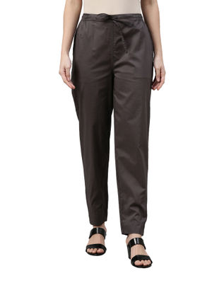 Go Colors Pants : Buy Go Colors Women Solid Silver Grey Mid Rise Cotton ...