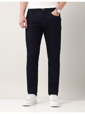 Buy AD By Arvind Dark Blue Slim Fit Mid Rise Jeans (30) Online