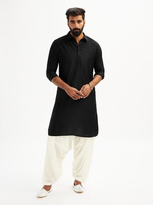 Buy Vastramay Men Viscose Traditional Pathani Khan Kurta with Patiala ...