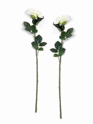 Buy Pure Home + Living Set of 2 White Rose Faux Flower Stems Online