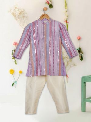 Buy SAKA DESIGNS Boys Blue Sequence Emberoidered Kurta & Pyjama (Set of 2) (1-2 Years) Online