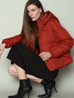 Buy VERO MODA Red Hooded Short Puffer Jacket Online