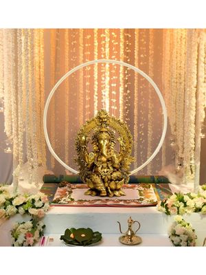 Buy Special You Ganpati Decoration Setup For Home With Pvc Backdrop ...