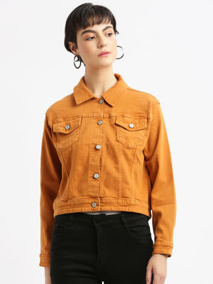 Buy SHOWOFF Women Mustard Denim Jacket (XS) Online