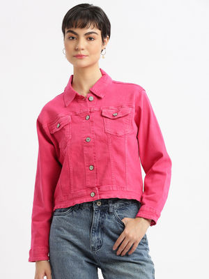 Buy SHOWOFF Women Pink Denim Jacket (XS) Online