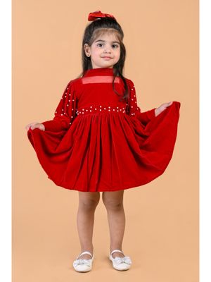 Buy Titrit Red Pearl Decorated Fit and Flare Party Frock (1-2 Years) Online