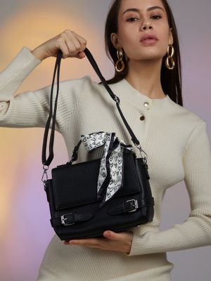 Buy Haute Sauce Black The Fibula Hand Bag with Detachable Strap Online