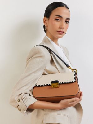 Buy MIRAGGIO Sarah Beige Structured Shoulder Bag Online