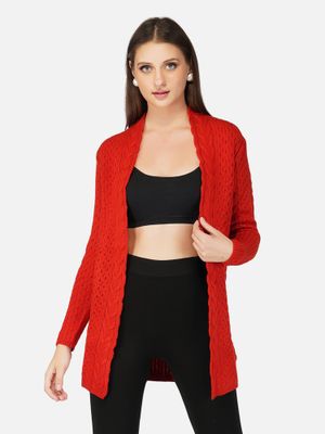 Buy JOE Hazel Women Rust Colour Chunky Cable Knit Shrug Online