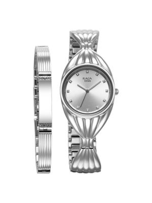 Buy Titan Women Silver Round Dial Analog Watch - 95254SM01F (M) Online