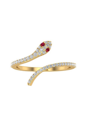 Buy Raf The Label Fine Jewellery 14k Gold Diamond And Ruby Snake Ring ...