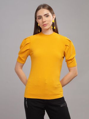 Buy SILISOUL Women'S Mustard Solid Top (XS) Online