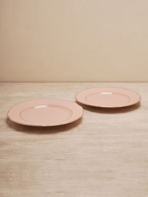 Buy Pure Home + Living Set of 2 Pink Porcelain Dinner Plates with Gold ...