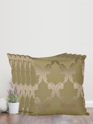 Buy Sivya by Home Green Ogee Self Design Cushion Covers (Pack of 5 ...