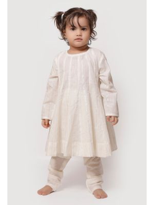 Buy Tjori Coconut White Anarkali Suit With Churidar (Set of 2) (0-3 ...