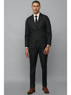 Buy Allen Solly Men Black Slim Fit Check Formal Suit (Set of 2) Online