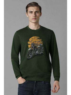 Buy Louis Philippe Men Casual Green Graphic Print Sweatshirt (S) Online