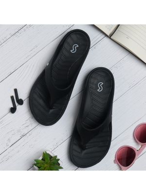 Buy SOLETHREADS Sunrise Black Solid Women Flipflops Online