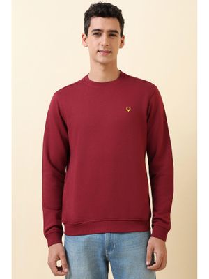 Buy Allen Solly Men Maroon Crew Neck Full Sleeves Casual Sweatshirt (XS ...