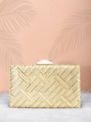 Buy Peora Gold-Toned Embellished Box Clutch -C75G Online