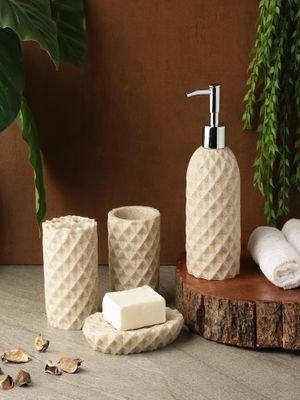 Buy The Decor Mart Beige Ceramic Coffee Bath Accessory Set online