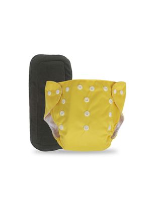 Buy Chinmay Kids Yellow Plain Diapers with Black Inserts Adjustable ...