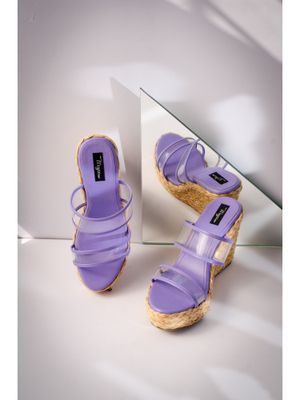 Buy MAYZE Sheer Wedges Heels Purple online