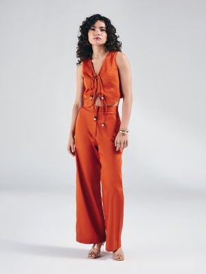 Buy Twenty Dresses by Nykaa Fashion Rust V Neck Sleeveless Top High ...
