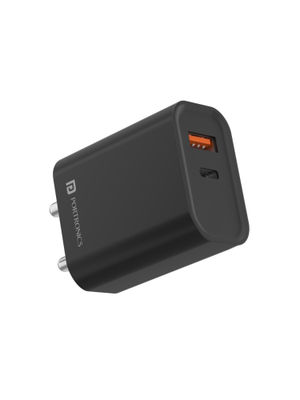 Buy Portronics Adaptor 45 20W Mobile Charger Adapter, Dual Port, USB A ...
