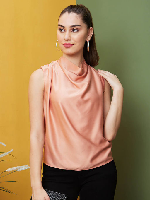 Buy Stylish Cowl Neck Satin Tops Collection At Best Prices Online
