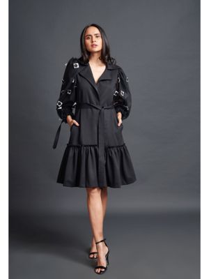 Buy Deepika Arora Embroidered Jacket Dress Black Online