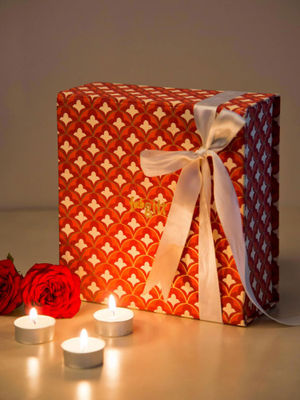 Buy Fabindia Red Paper Embroidered Gift Box Online