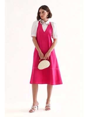 Buy Our Love Barbie Cotton Fuchsia Midi Dress Online